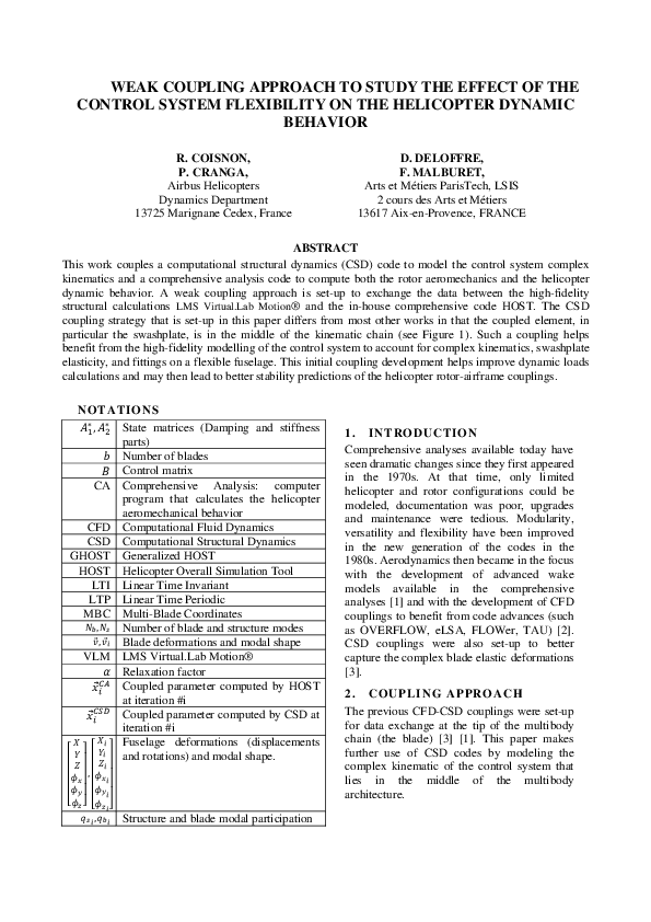 (PDF) Weak coupling approach to study the effect of the control system ...