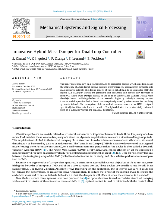 (PDF) Innovative Hybrid Mass Damper for Dual-Loop Controller
