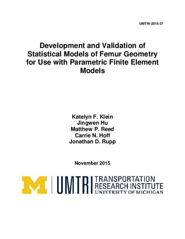 Pdf Development And Validation Of Statistical Models Of Femur Geometry For Use With Parametric