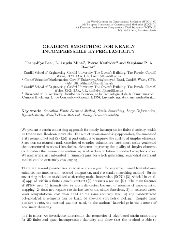 (PDF) Gradient smoothing for nearly-incompressible hyperelasticity