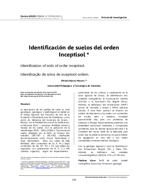 (PDF) Identificación de suelos del orden Inceptisol