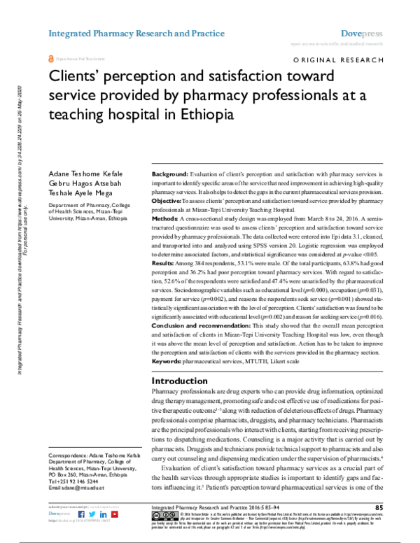 (PDF) Clients’ perception and satisfaction toward service provided by ...