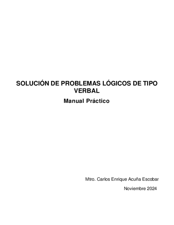 (PDF) Solución de problemas lógicos de tipo verbal. Manual Práctico