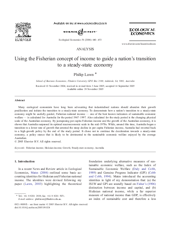 (PDF) Using the Fisherian concept of income to guide a nation's ...