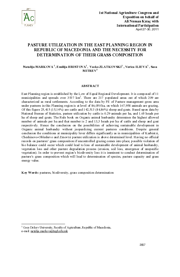 (PDF) Pasture utilization in the East Planning Region in Republic of ...