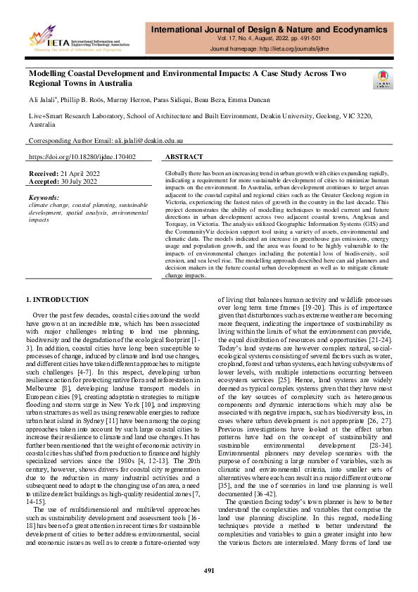 (PDF) Modelling Coastal Development and Environmental Impacts: A Case ...