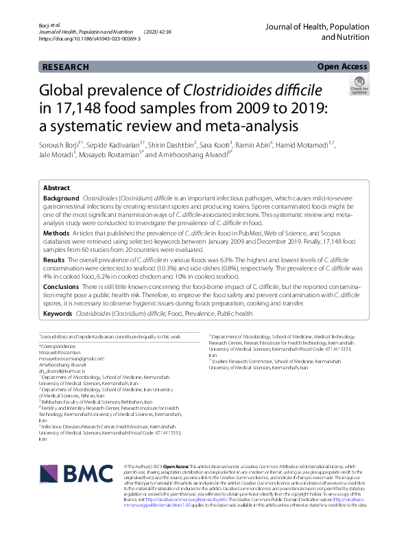 (PDF) Global prevalence of Clostridioides difficile in 17,148 food ...