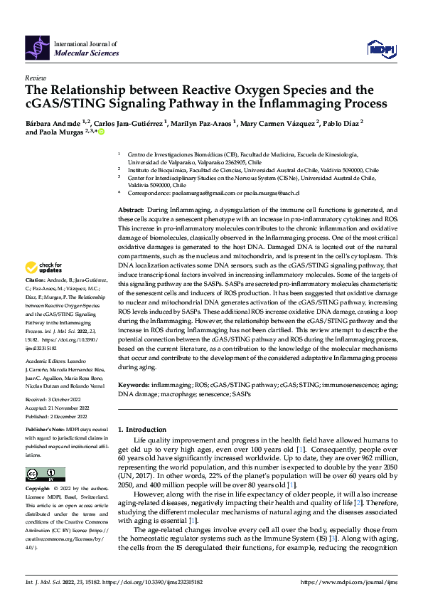 Pdf The Relationship Between Reactive Oxygen Species And The Cgas