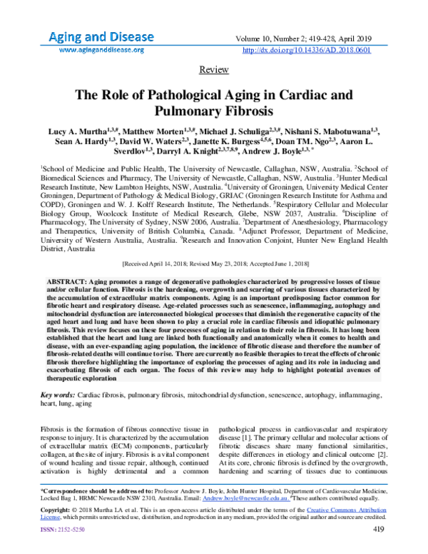 (PDF) The Role of Pathological Aging in Cardiac and Pulmonary Fibrosis