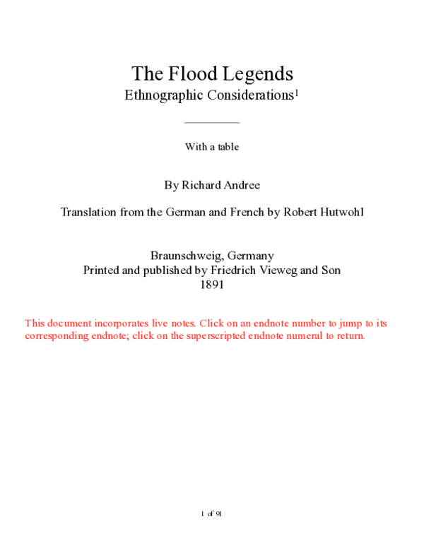 (PDF) The Flood Legends. An Ethnographic Consideration. Richard Andree ...