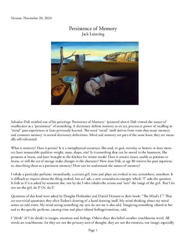 (PDF) Persistence of Memory-