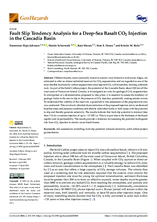 (PDF) Fault Slip Tendency Analysis for a Deep-Sea Basalt CO2 Injection ...