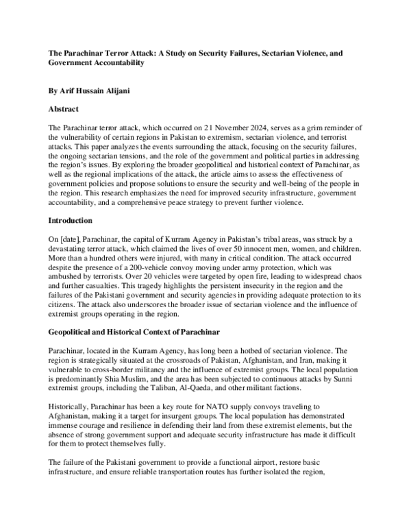 (PDF) The Parachinar Terror Attack