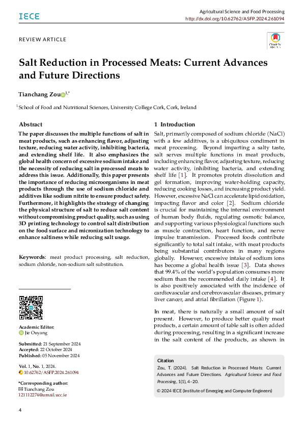 (PDF) Salt Reduction in Processed Meats: Current Advances and Future ...