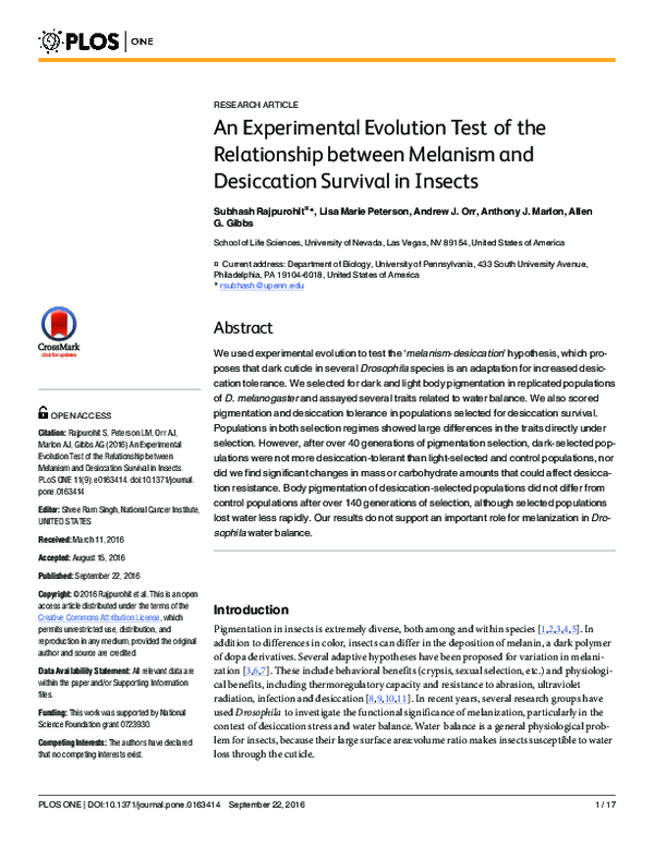 (PDF) An Experimental Evolution Test of the Relationship between ...