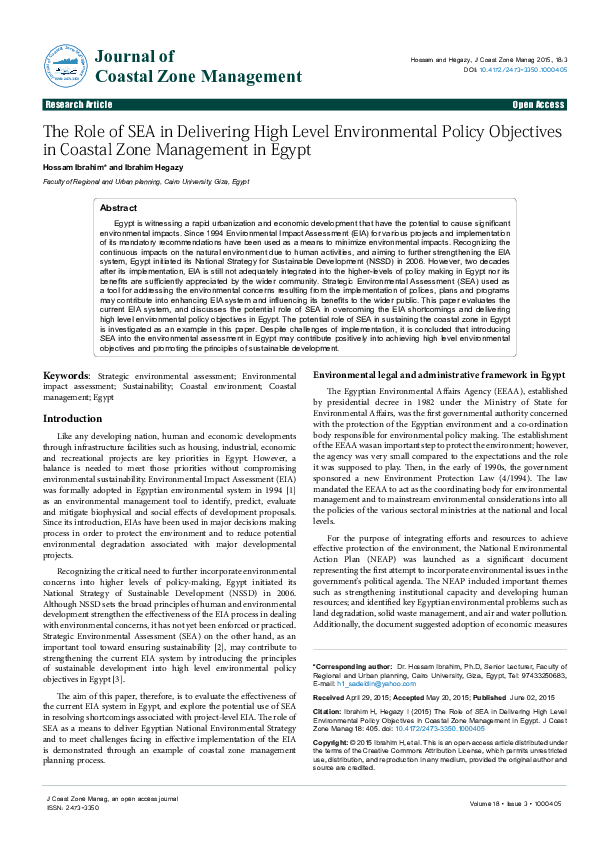 (PDF) Research Article Open Access Coastal Zone Management The Role of ...