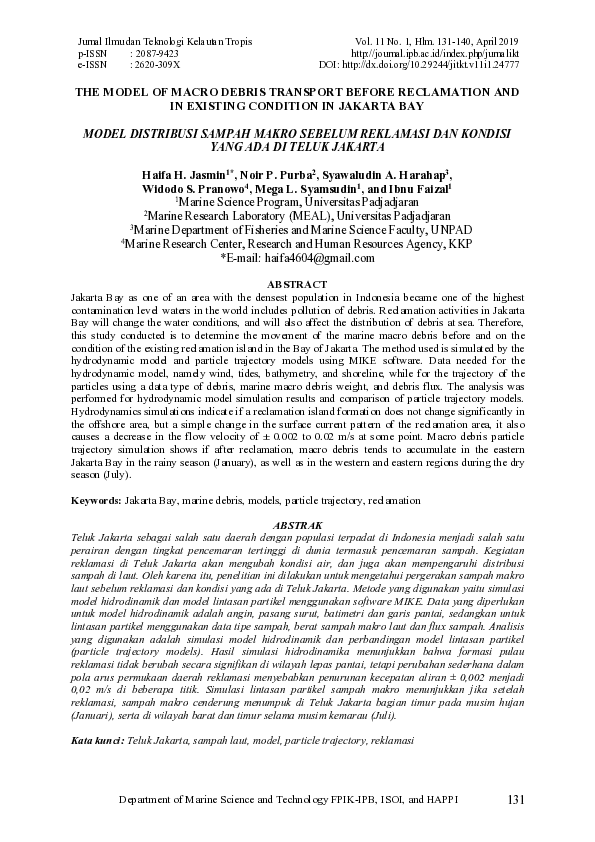 (PDF) The Model of Macro Debris Transport Before Reclamation and in Existing Condition in ...