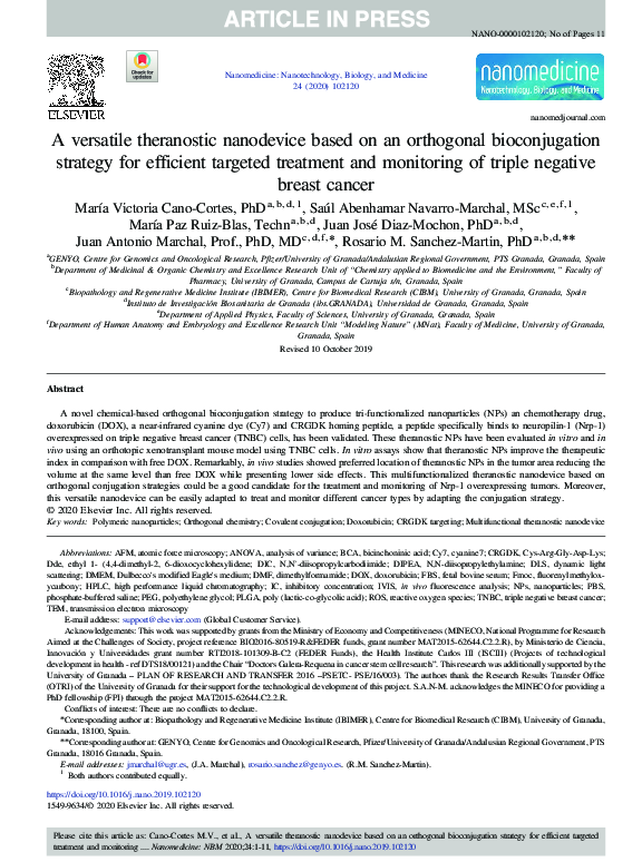 (PDF) A versatile theranostic nanodevice based on an orthogonal ...