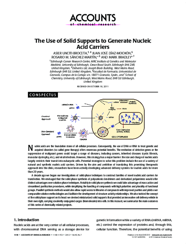(PDF) The Use of Solid Supports to Generate Nucleic Acid Carriers