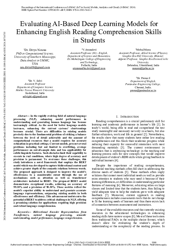 (PDF) Evaluating AI-Based Deep Learning Models for Enhancing English Reading Comprehension ...