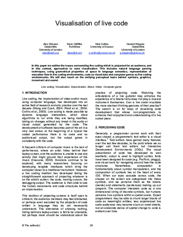 (PDF) Visualisation of live code