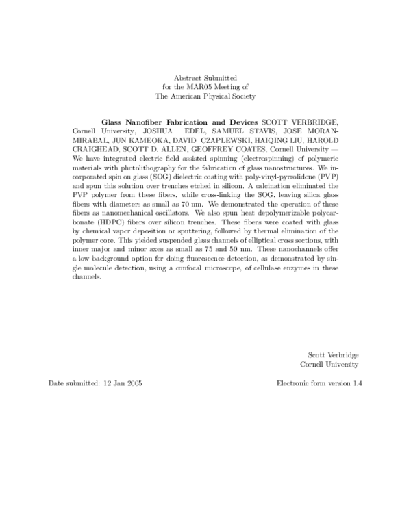 (PDF) Glass Nanofiber Fabrication and Devices