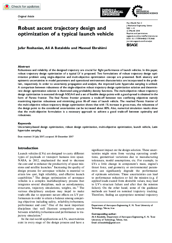 Robust ascent trajectory design and optimization of a typical launch ...