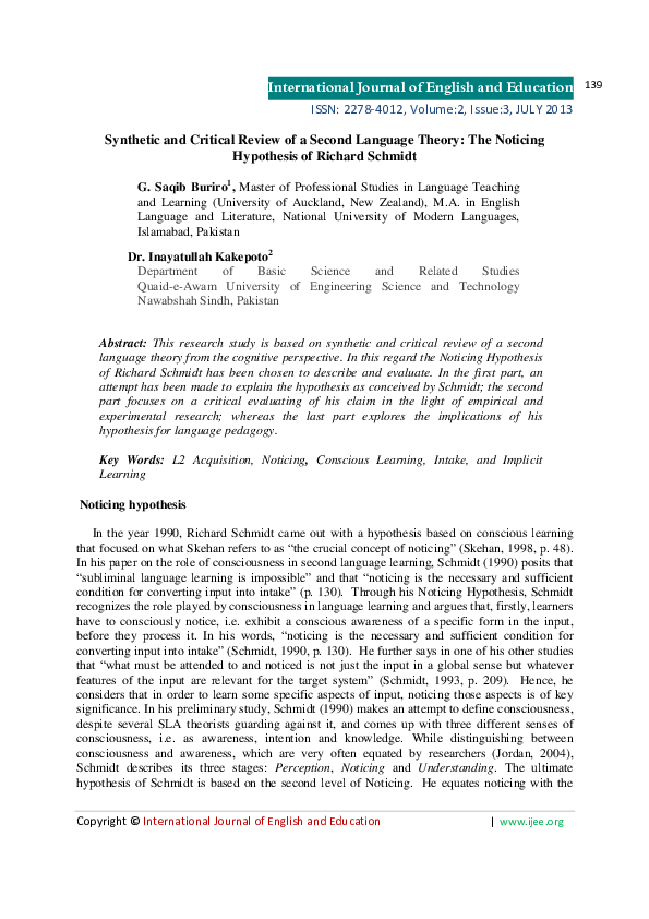 (PDF) Synthetic and Critical Review of a Second Language Theory The ...