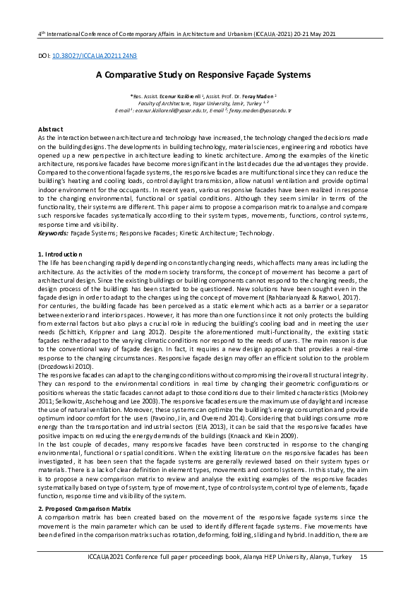 (PDF) A Comparative Study on Responsive Facade Systems