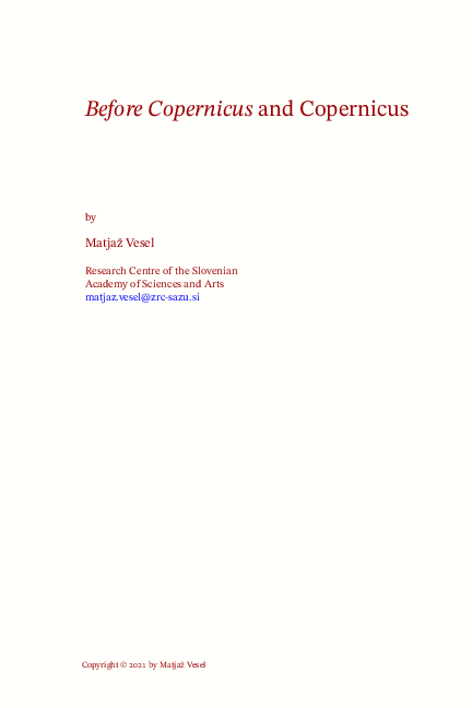 (PDF) Before Copernicus and Copernicus