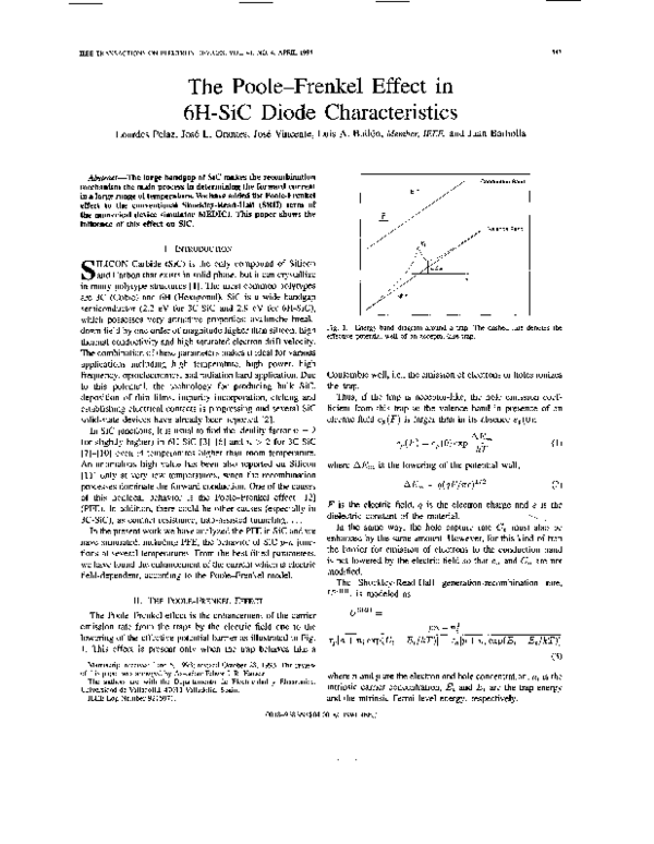 (PDF) The Poole-Frenkel effect in 6H-SiC diode characteristics ...