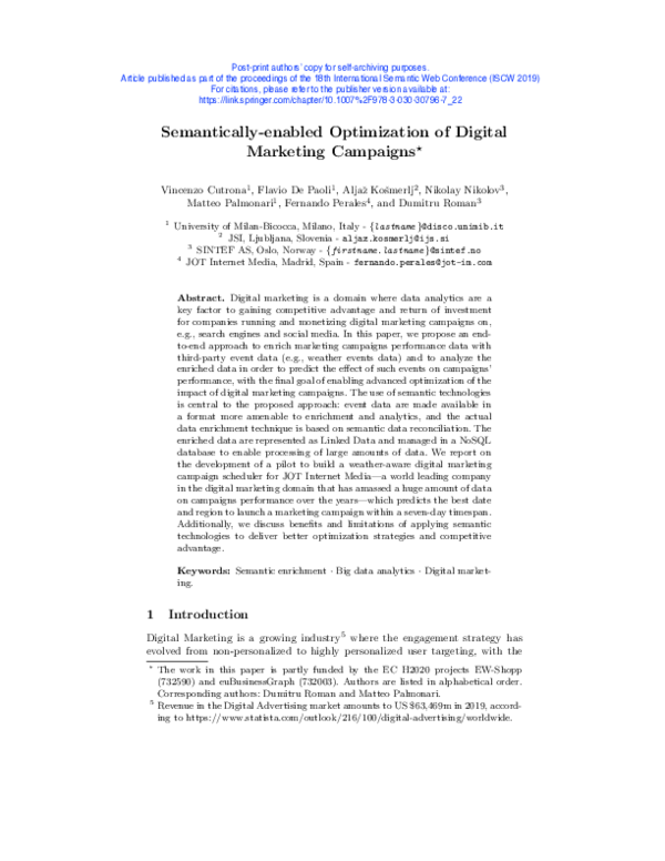 (PDF) Semantically-Enabled Optimization of Digital Marketing Campaigns