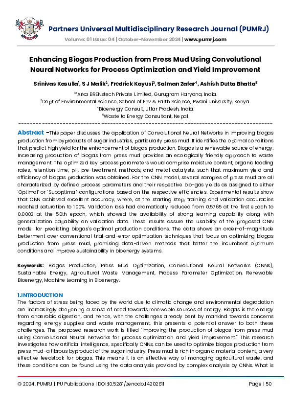 (PDF) Enhancing Biogas Production from Press Mud Using Convolutional ...