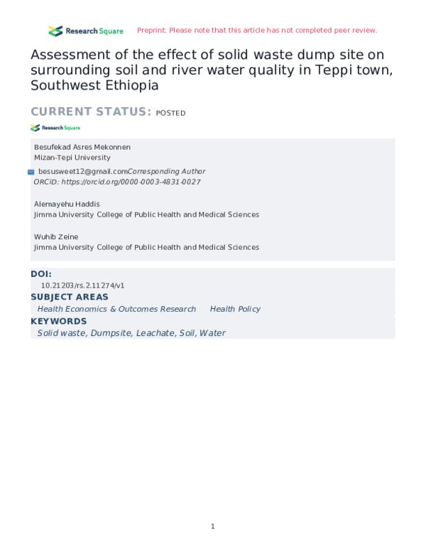 (PDF) Assessment of the effect of solid waste dump site on surrounding ...