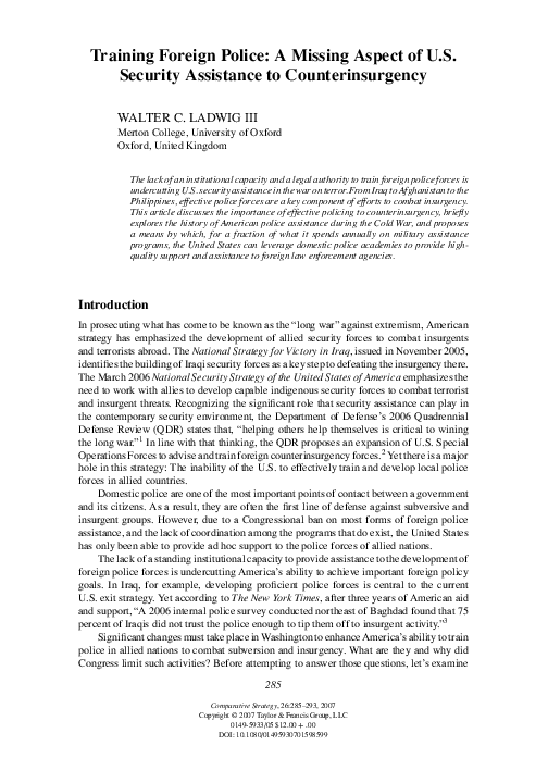 (PDF) Training Foreign Police: A Missing Aspect of U.S. Security ...