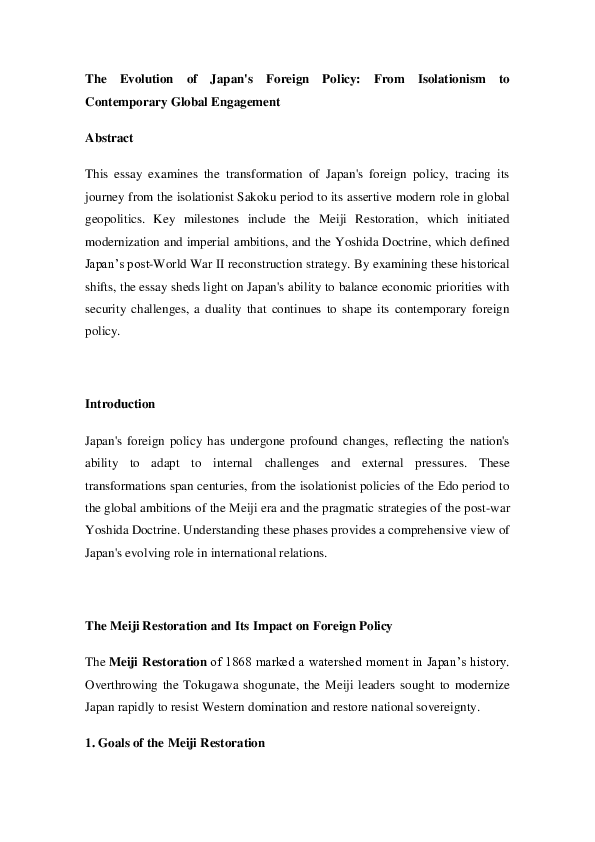 (PDF) The Evolution of Japan's Foreign Policy- Marina Gisbert