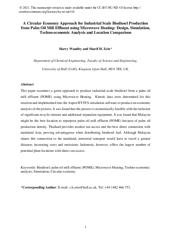 (PDF) A circular economy approach for industrial scale biodiesel ...