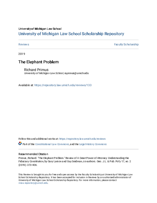 (PDF) The Elephant Problem