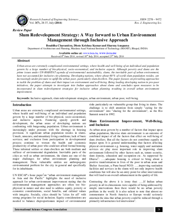 (PDF) Slum Redevelopment Strategy: A Way forward to Urban Environment ...
