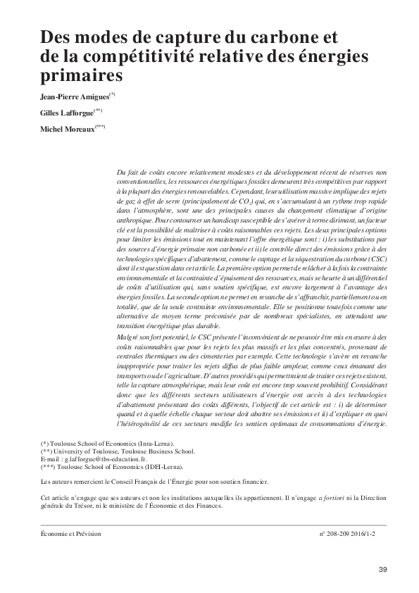 (PDF) Des modes de capture du carbone et de la compétitivité relative ...