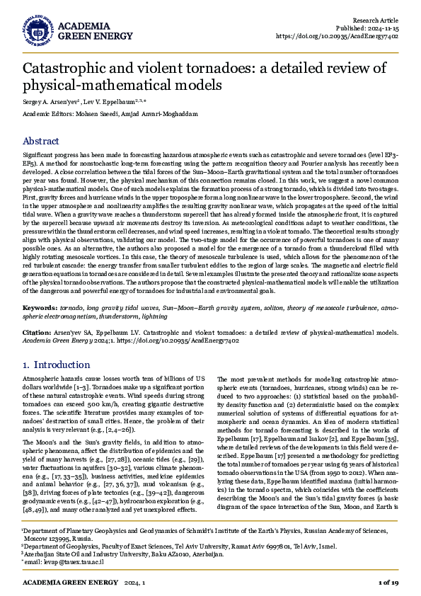 (PDF) Catastrophic and violent tornadoes: a detailed review of physical ...