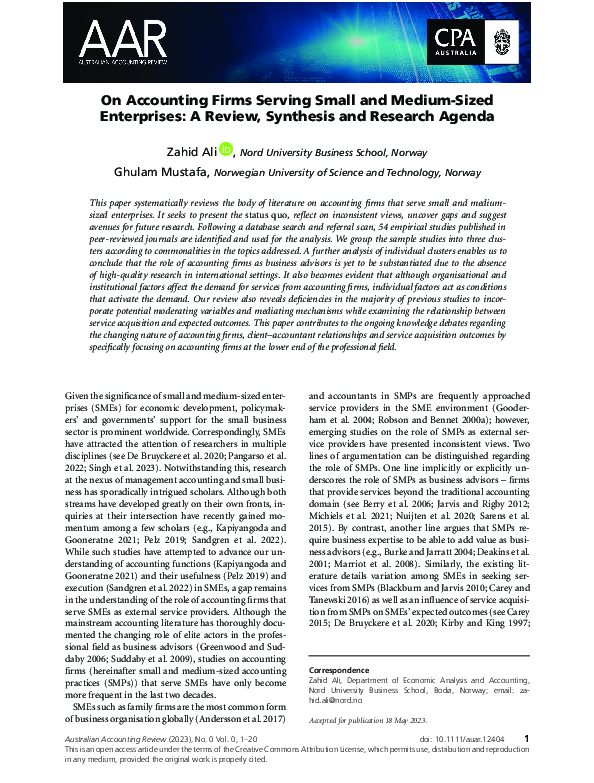 (PDF) On Accounting Firms Serving Small and Medium-Sized Enterprises: A ...