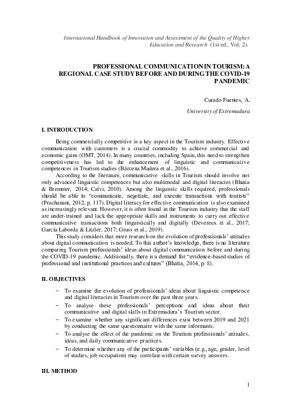 (PDF) PROFESSIONAL COMMUNICATIONINTOURISM:A REGIONAL CASE STUDY BEFORE ...