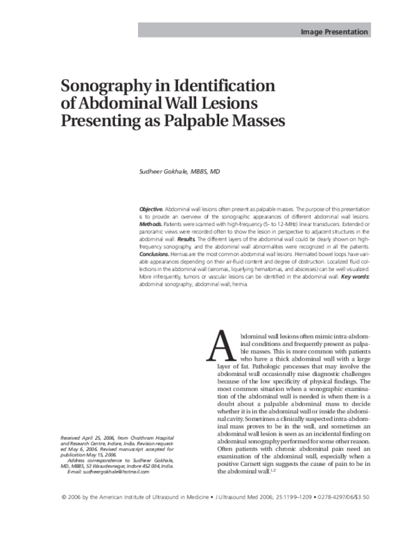 (PDF) Sonography in Identification of Abdominal Wall Lesions Presenting ...
