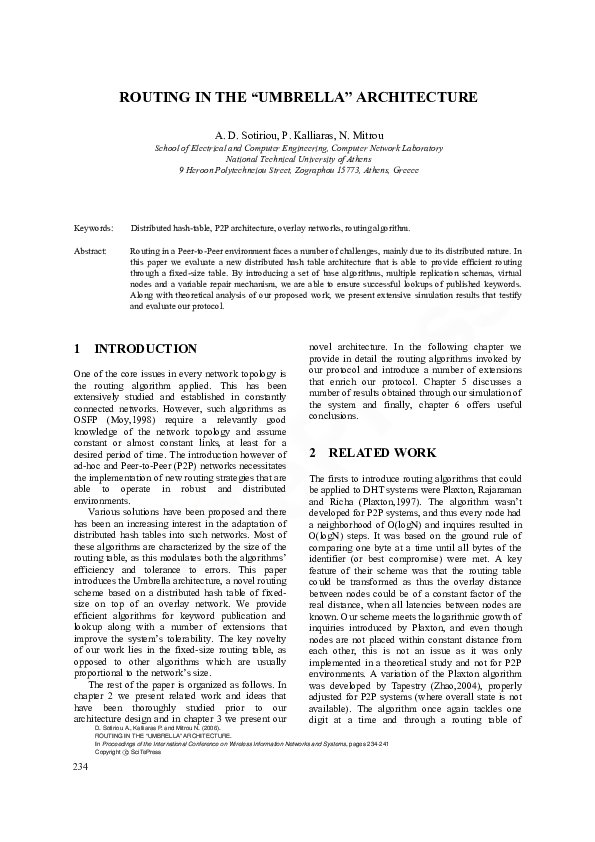 (PDF) Routing in the “Umbrella” Architecture