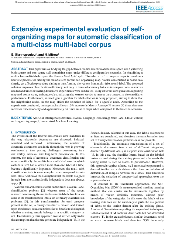 (PDF) Extensive experimental evaluation of self-organizing maps for ...