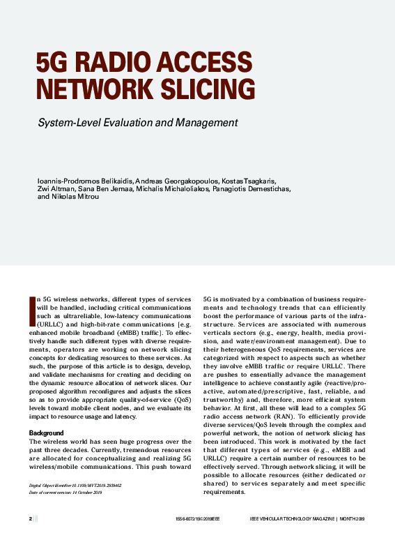 (PDF) 5G Radio Access Network Slicing: System-Level Evaluation and Management