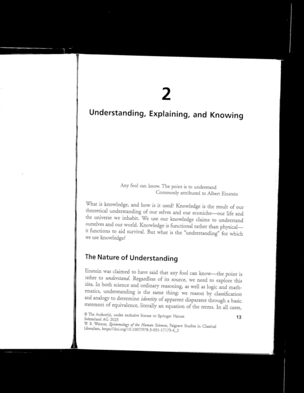 (PDF) Understanding, Explaining, and Knowing