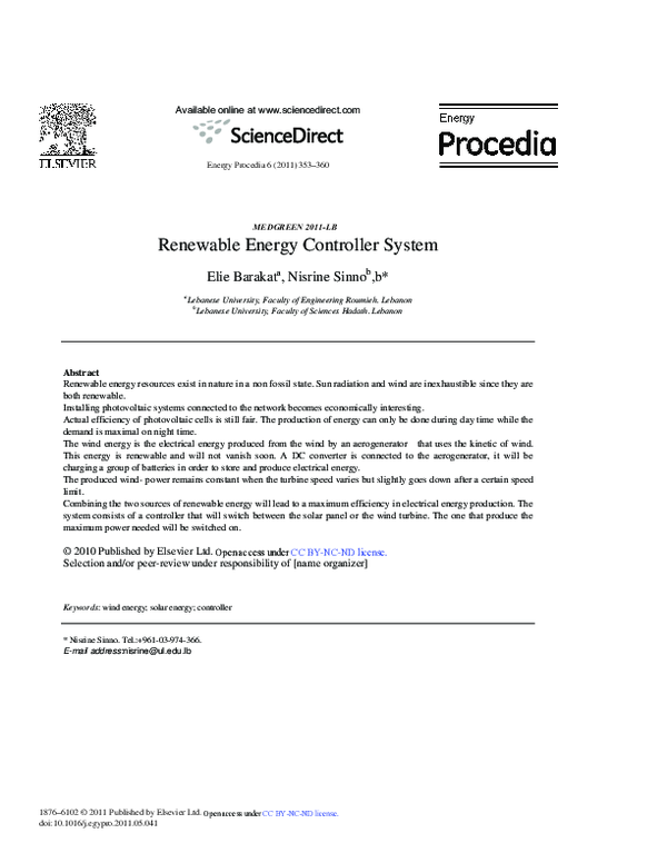 (PDF) Renewable Energy Controller System