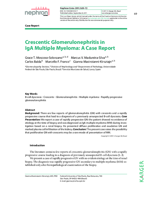(PDF) Crescentic Glomerulonephritis in IgA Multiple Myeloma: A Case Report